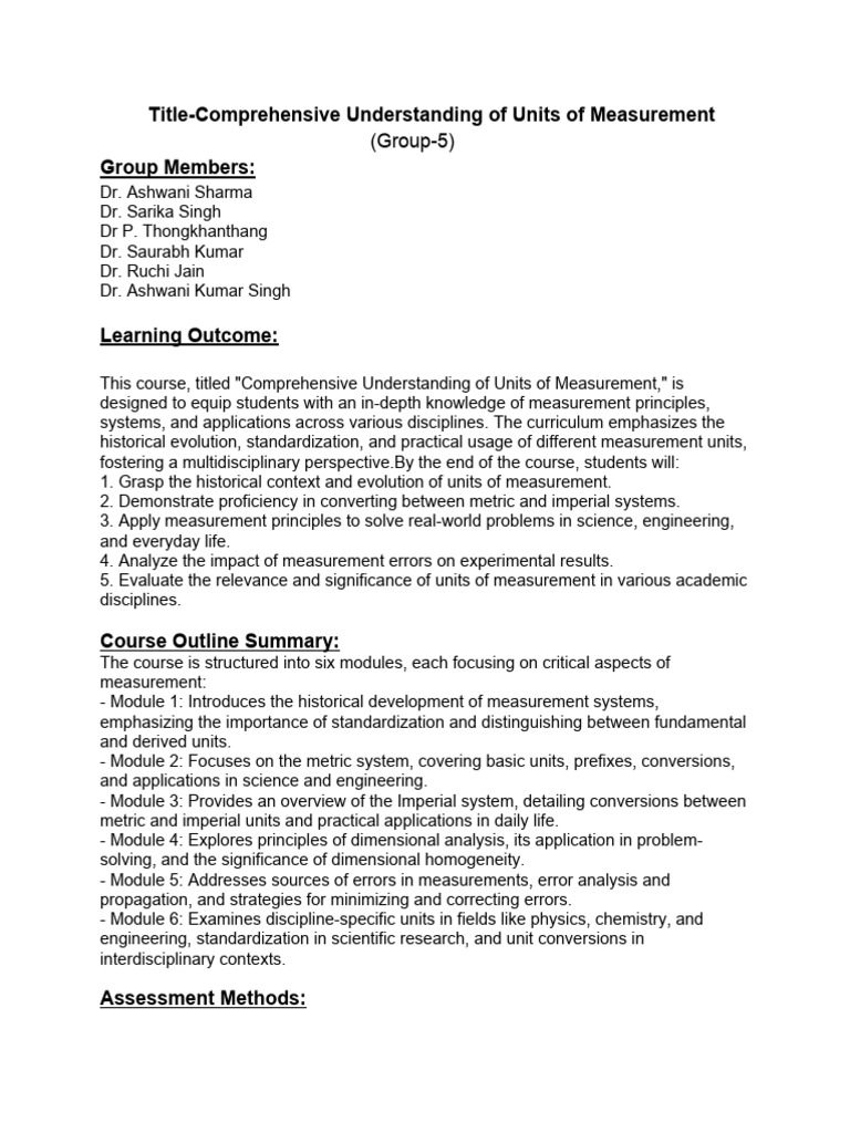 Comprehensive Units of Measurement Course | PDF | Measurement | Learning