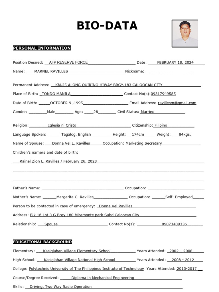 AutoRecovery Save of Biodata-Template-Philippines - Asd | PDF