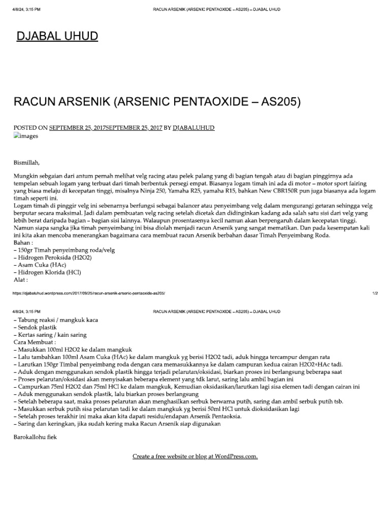 Arsenic Pentaoxide - AS205 | PDF