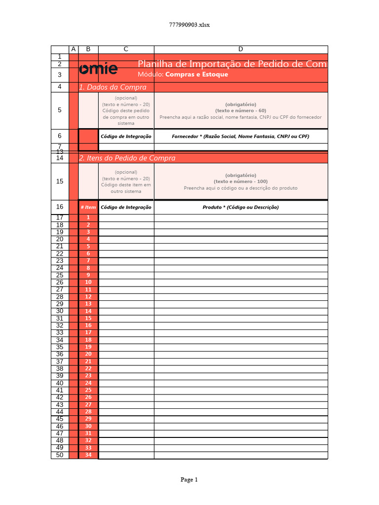 Omie Pedido Compra v1 1 2 | PDF