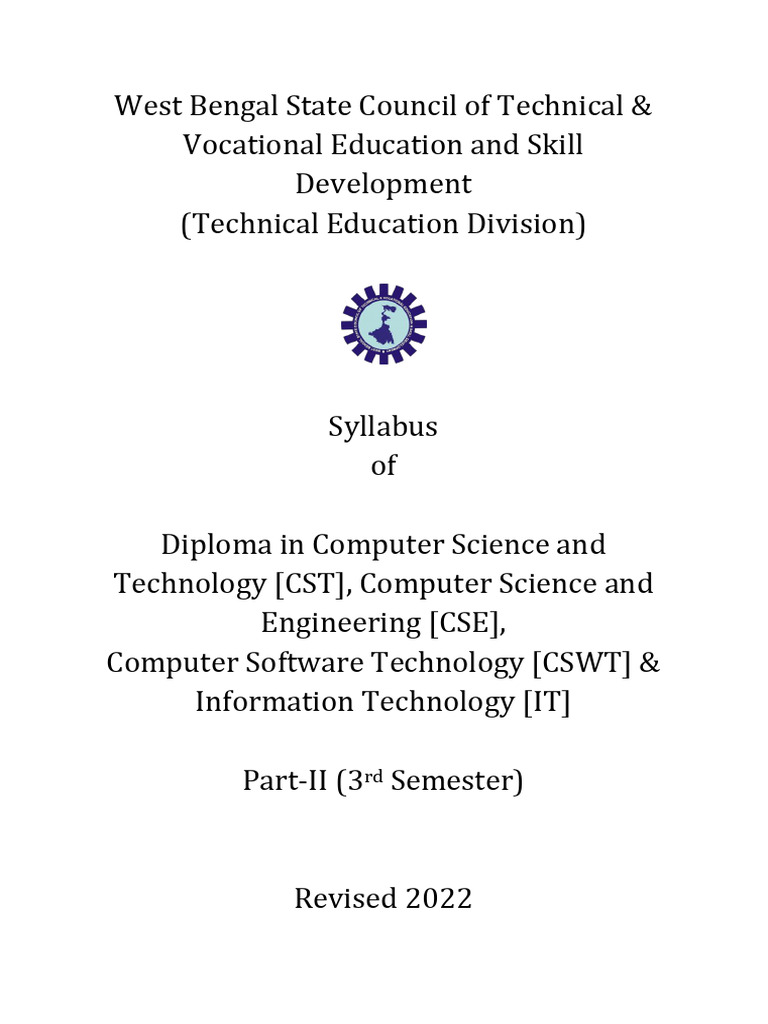 CST - Draft Syllabus of 3rd Semester - 06122022 | PDF | Pointer (Computer Programming ...