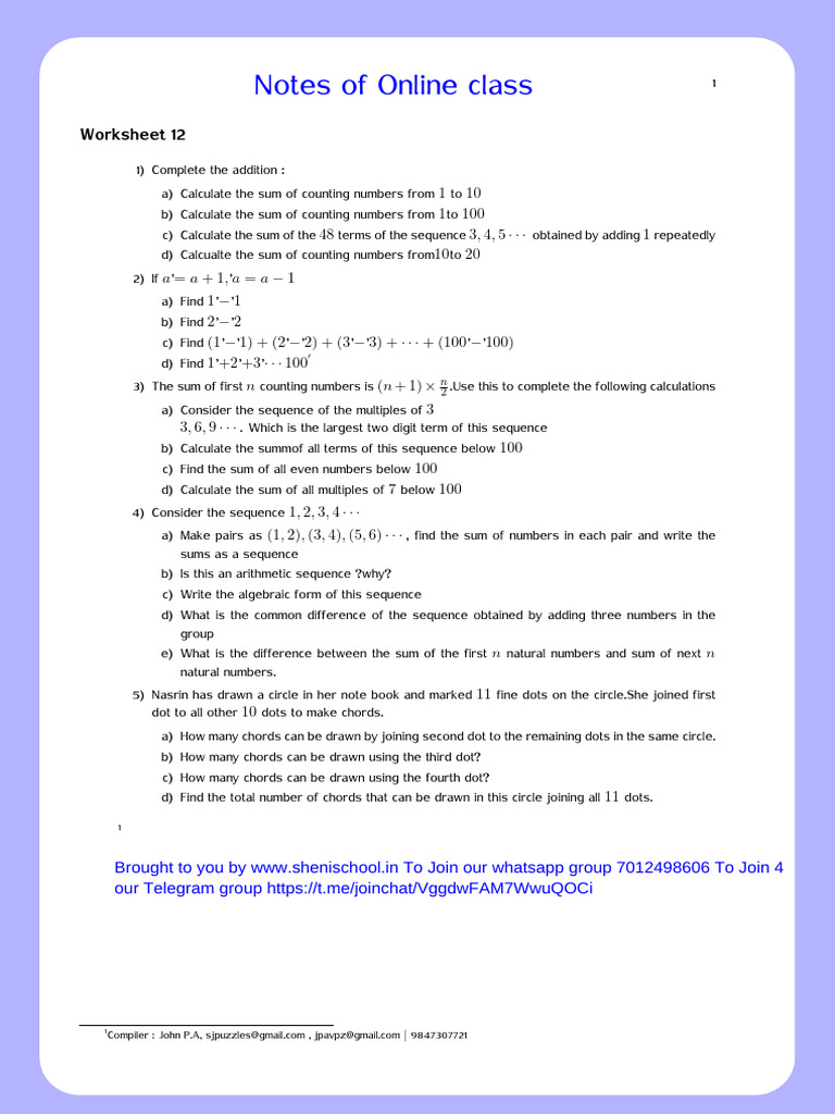 Sheniblog - STD X - Maths-Chapter 1-Worksheet-10.1.12-Em-Qns | PDF | Natural Number | Abstract ...