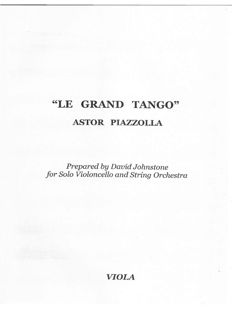 Arr Johnstone Piazzolla Le Grand Tango Viola Cello D Bass | PDF | Cello ...
