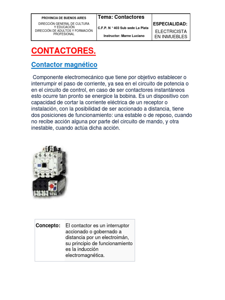 53º Contactores | PDF | Ingenieria Eléctrica | Electricidad