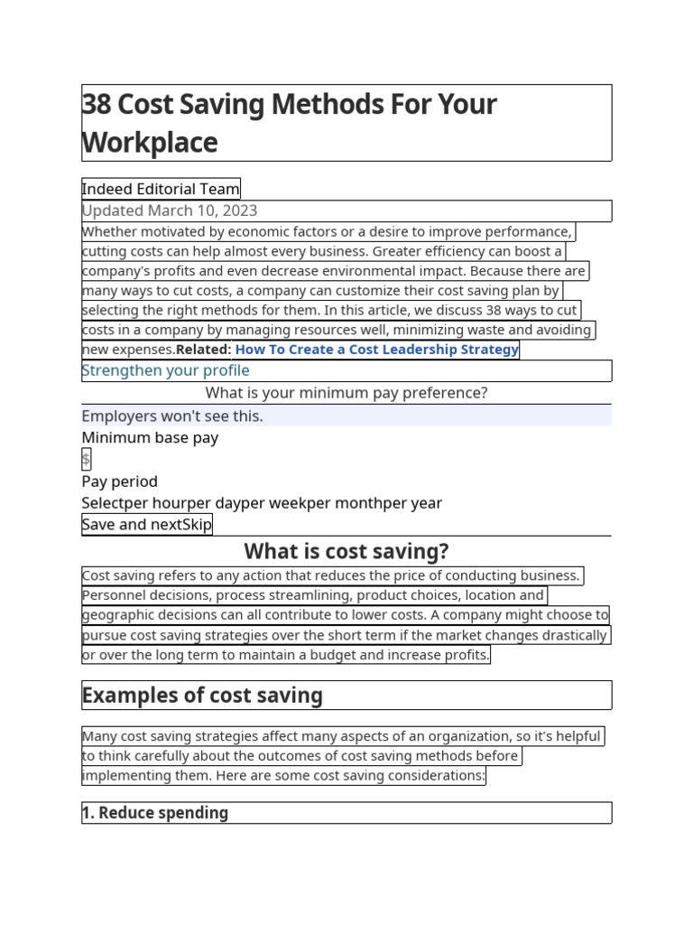 38 Cost Saving Methods For Your Workplace | PDF | Occupational Safety ...