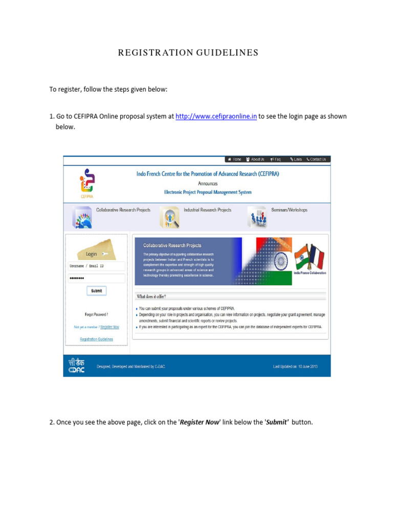 CEFIPRA Registration Guidelines | PDF | Career & Growth | Business