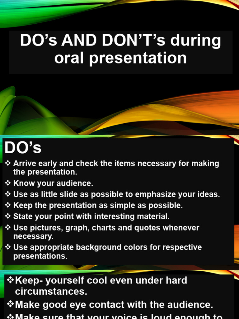 Q4 Dos and Donts of Oral Presentation | PDF | Language Arts ...