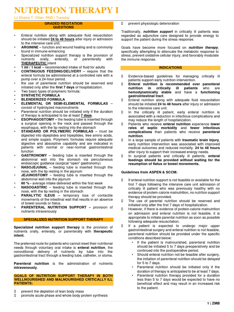 Enteral vs. Parenteral Nutrition Therapy | PDF | Nutrition | Diet ...