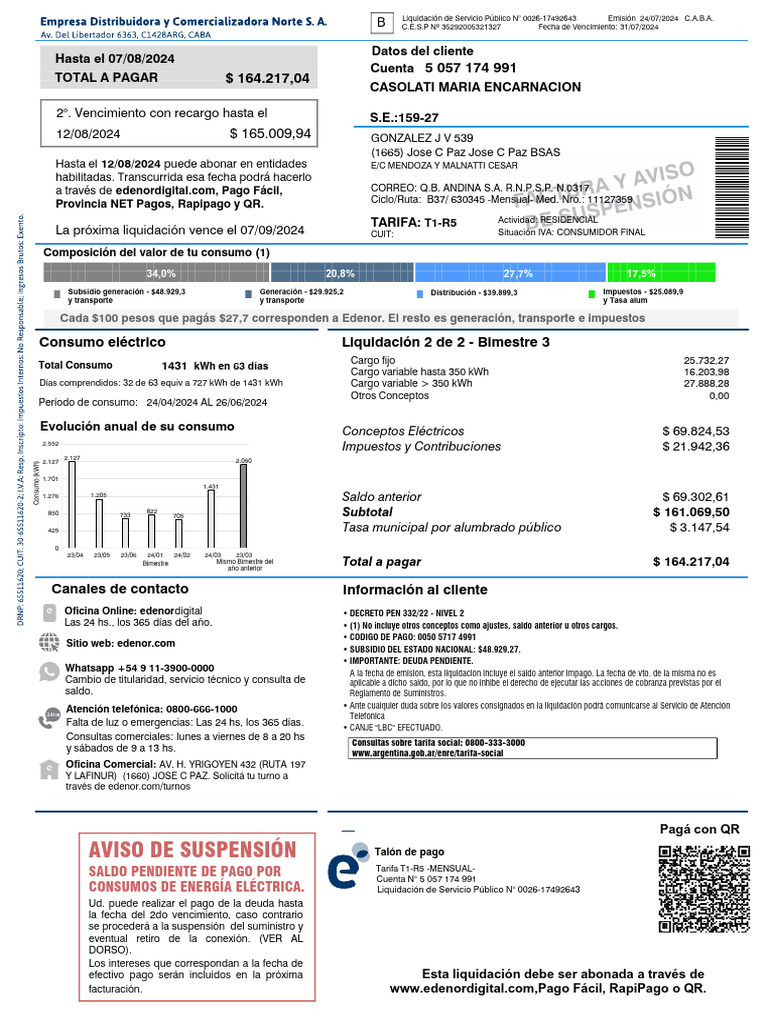 Factura - 2024 07 26 | PDF | Tarjeta de débito | Tarjeta de crédito