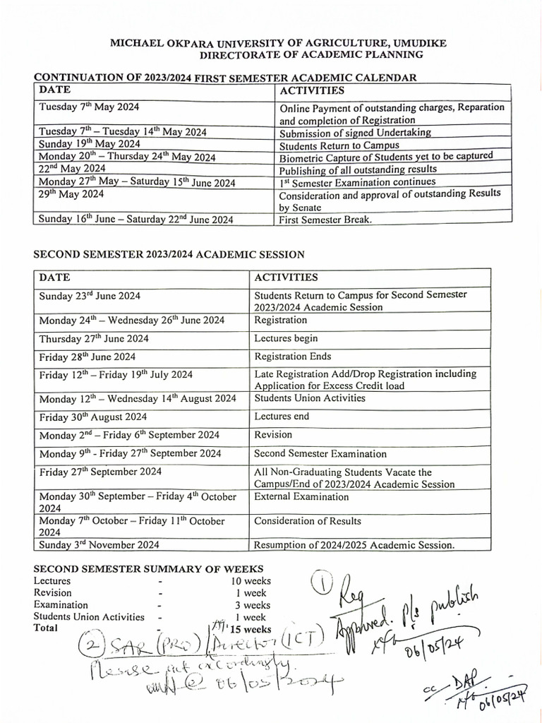 Revised Academic Calendar For 20232024 Academic Session | PDF