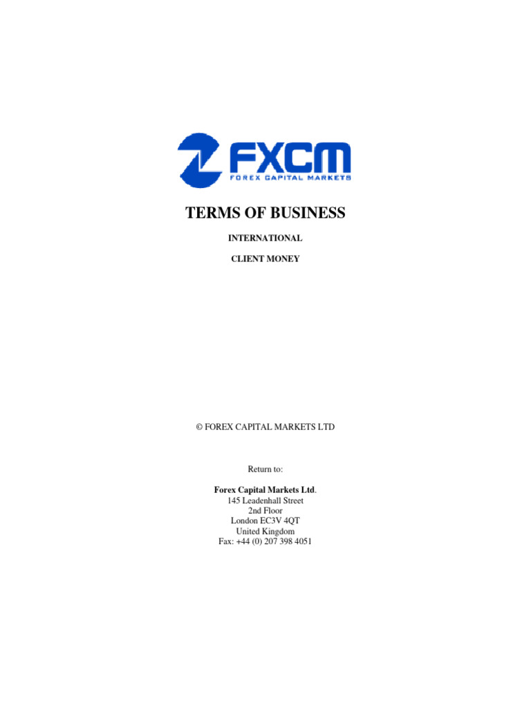 FXCM International Client Terms of Business | PDF | Contract For Difference | Foreign Exchange ...