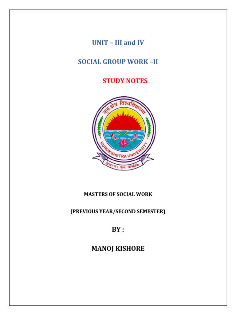 Social Group Work Third and Fourth Unit | PDF | Leadership | Psychotherapy