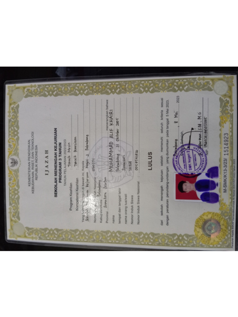 Dokumen Ijazah M.alif - Khairi | PDF