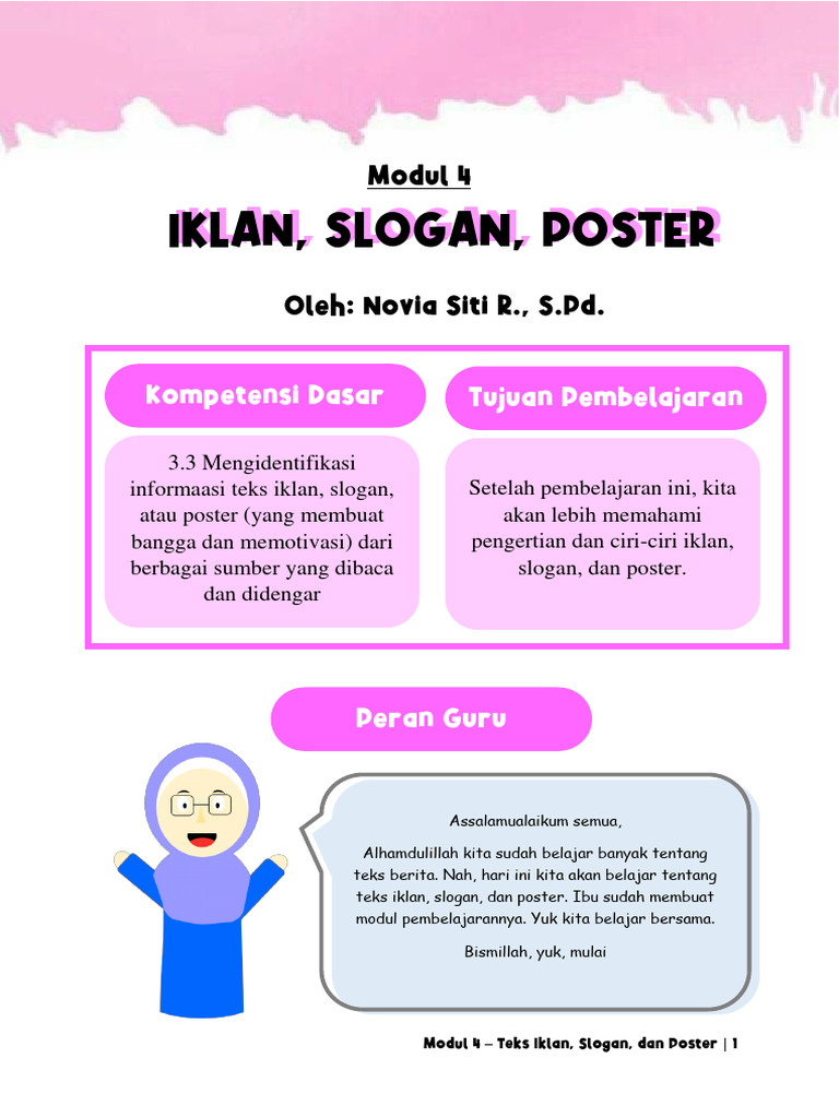 Modul 4 - Teks Iklan. Slogan, Dan Poster - Mengidentifikasi | PDF