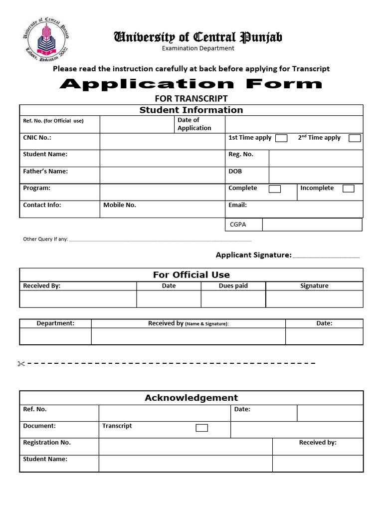 Form For Transcript And Instructions Revised 31 3 2018 Pdf