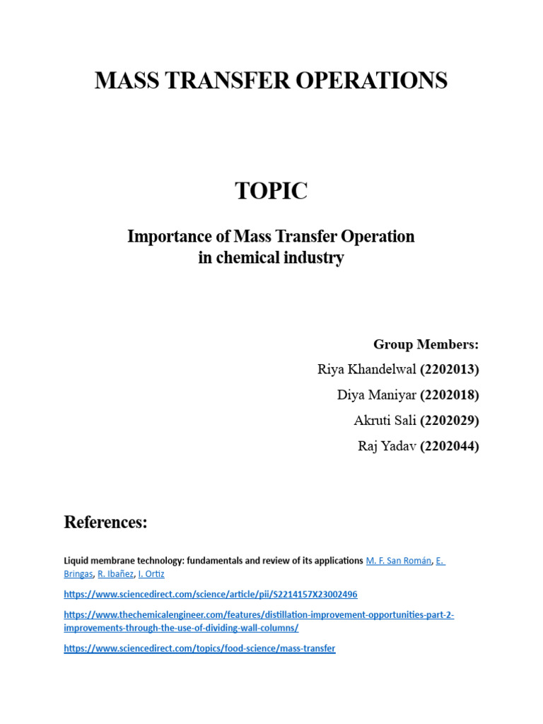 Mass Transfer Operations | PDF | Diffusion | Membrane
