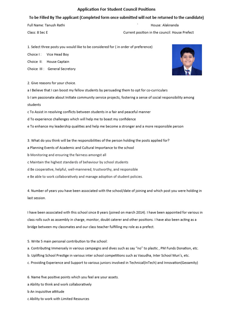 Application Form For Council 2023-2024 | PDF | Disciplines | Teachers
