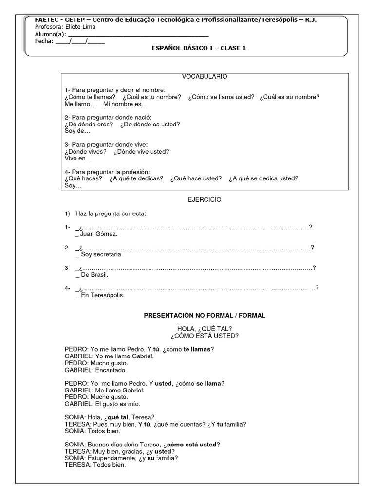 Clase 1 Español Básico I 2022 | PDF | Lingüística | Escritura latina