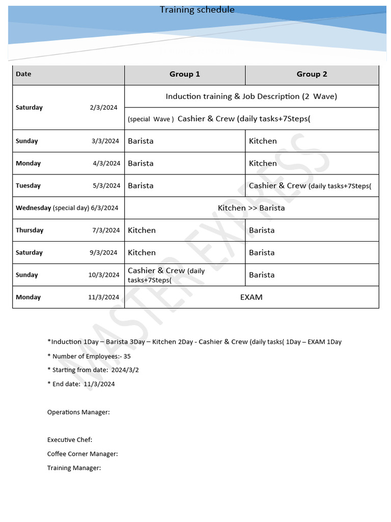 2024 Training Schedule for Staff | PDF