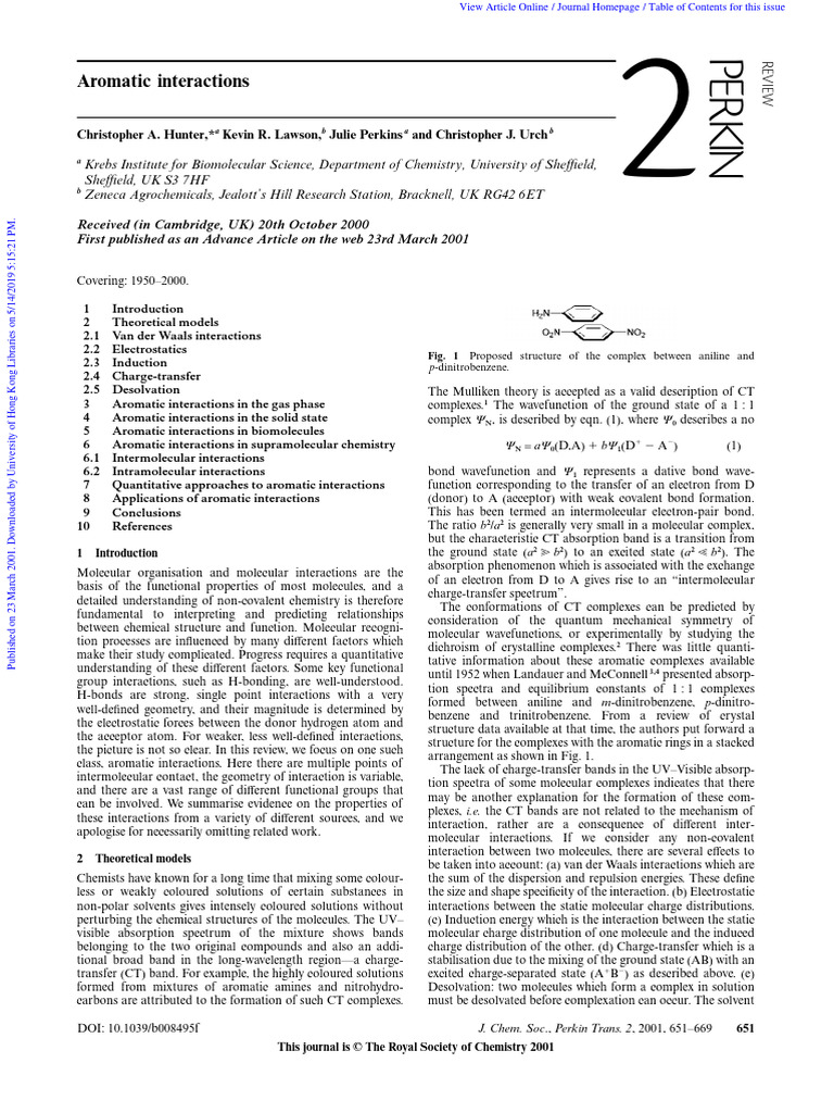 Aromatic Interactions | PDF | Molecules | Hydrogen Bond