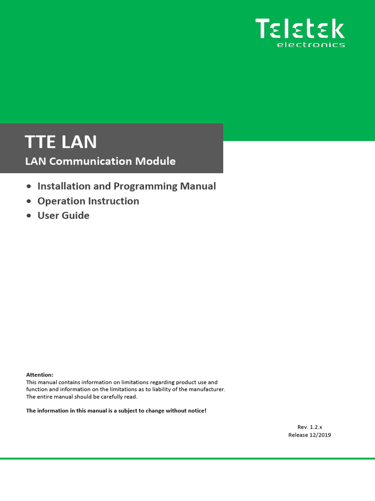 TTE LAN InstallationProgramming Manual - 122019 | PDF | Mobile App | World Wide Web