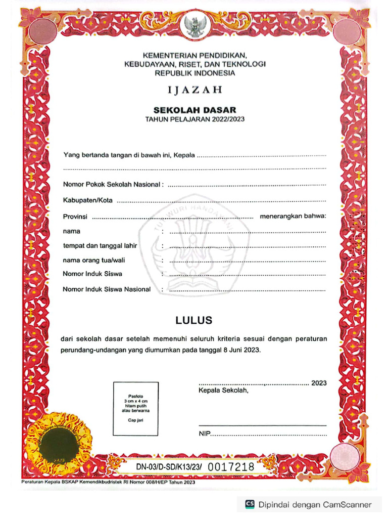 Scan Ijazah Format | PDF