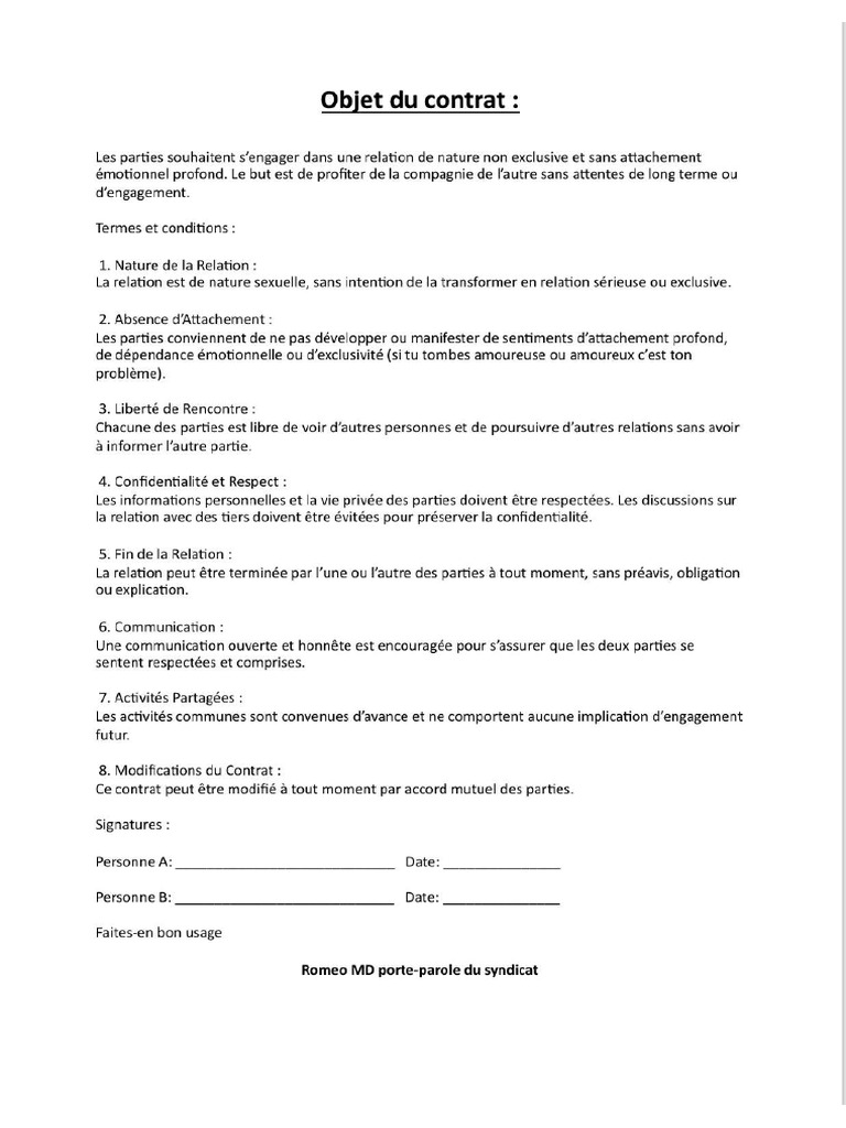 Contrat de Relation by RomeoMD | PDF