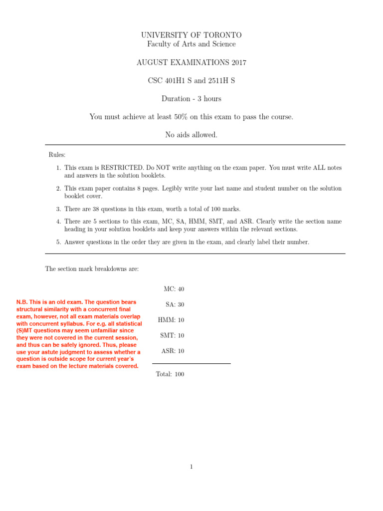 CSC401 2017 Exam Shared w23 | PDF | Applied Mathematics