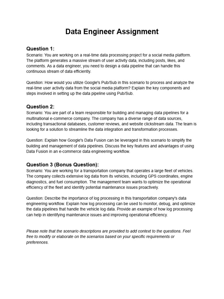 Data Engineer Assignment | PDF | Data | Information Technology Management