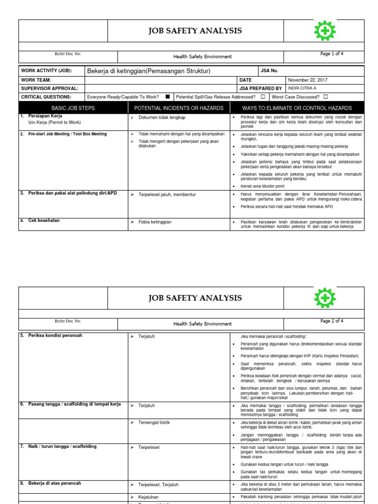 JSA Bekerja Di Ketinggian | PDF