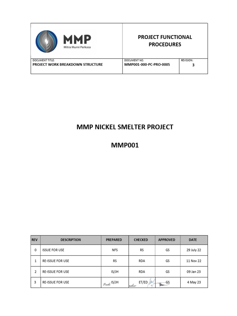 Mmp001-000-Pc-pro-0005 Rev3 Project Work Breakdown Structure | PDF