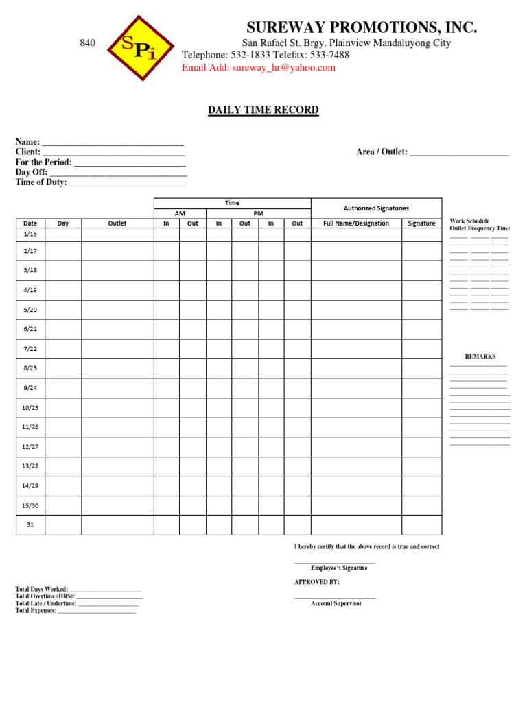 DTR Form | PDF