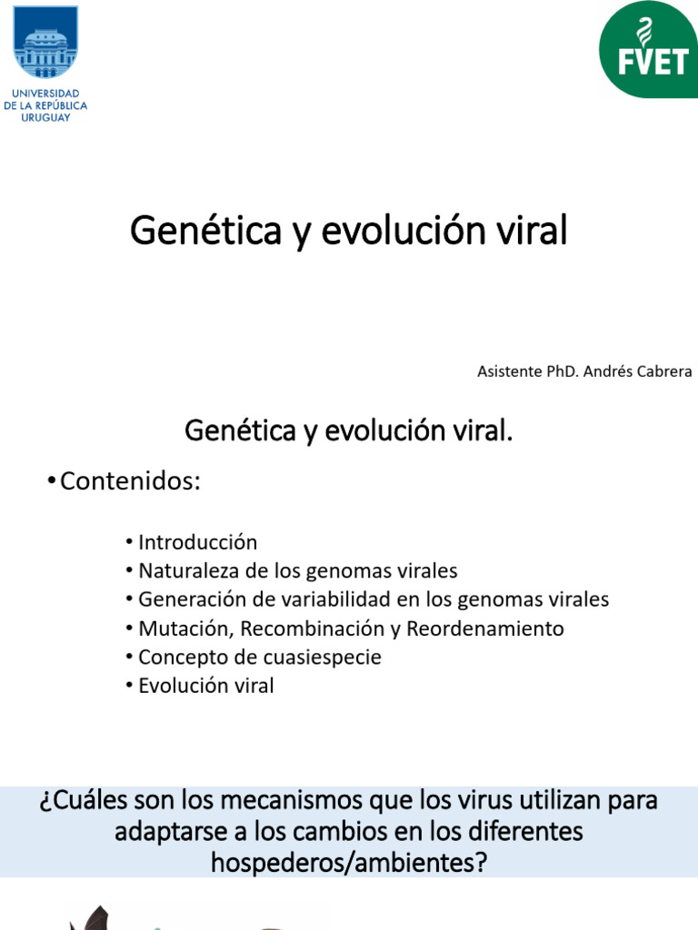 CLASE 5. Genética y Evolución Viral2021 | PDF | Virus | Mutación