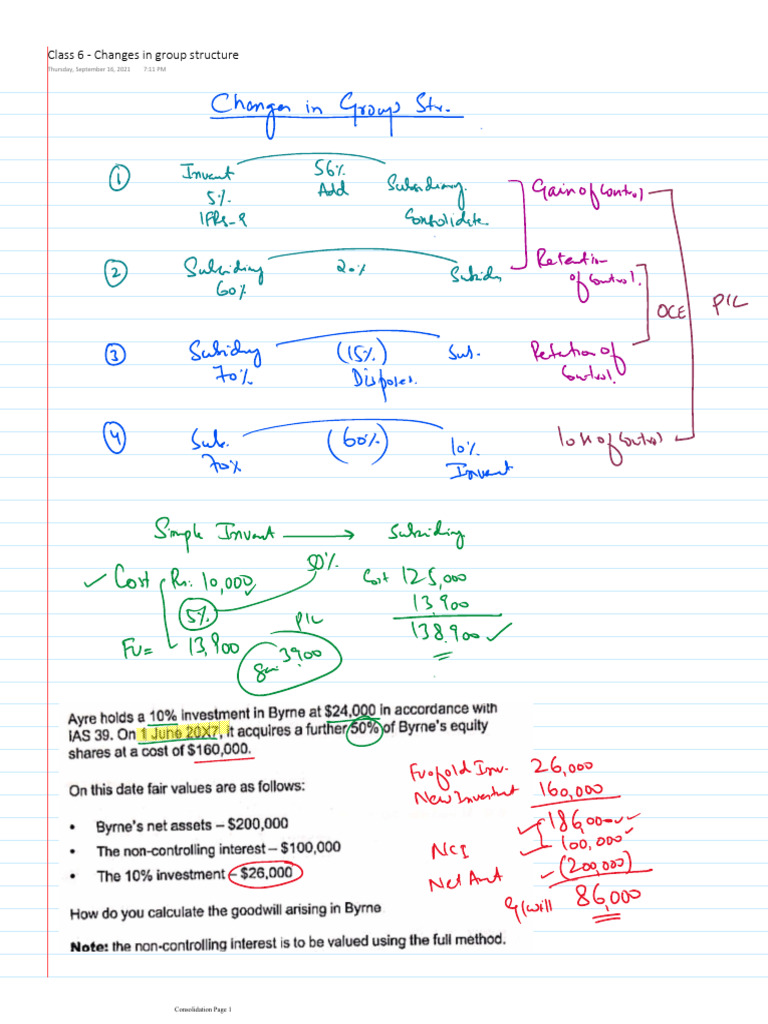Class 6 - Changes in Group Structure | PDF