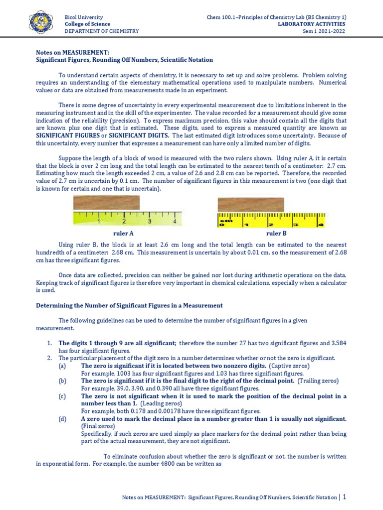 Measurement in Chemistry: Significant Figures | PDF | Significant ...