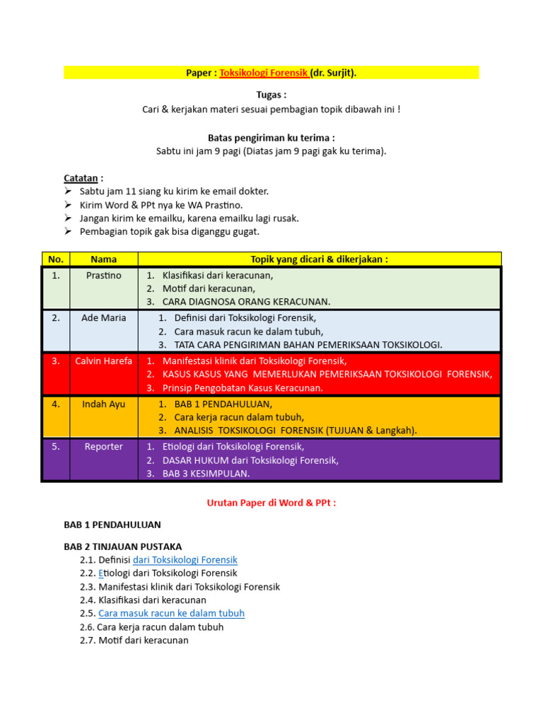 Pembagian Topik Paper Forensik. | PDF