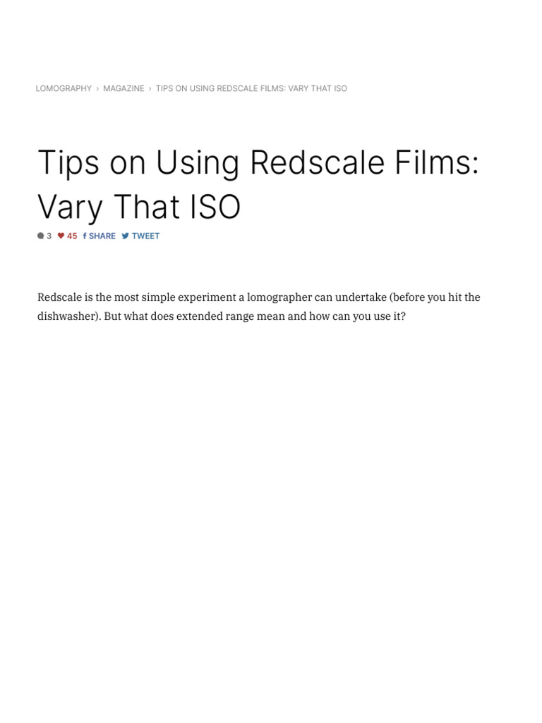 Tips On Using Redscale Films - Vary That ISO Lomography | PDF | Film ...