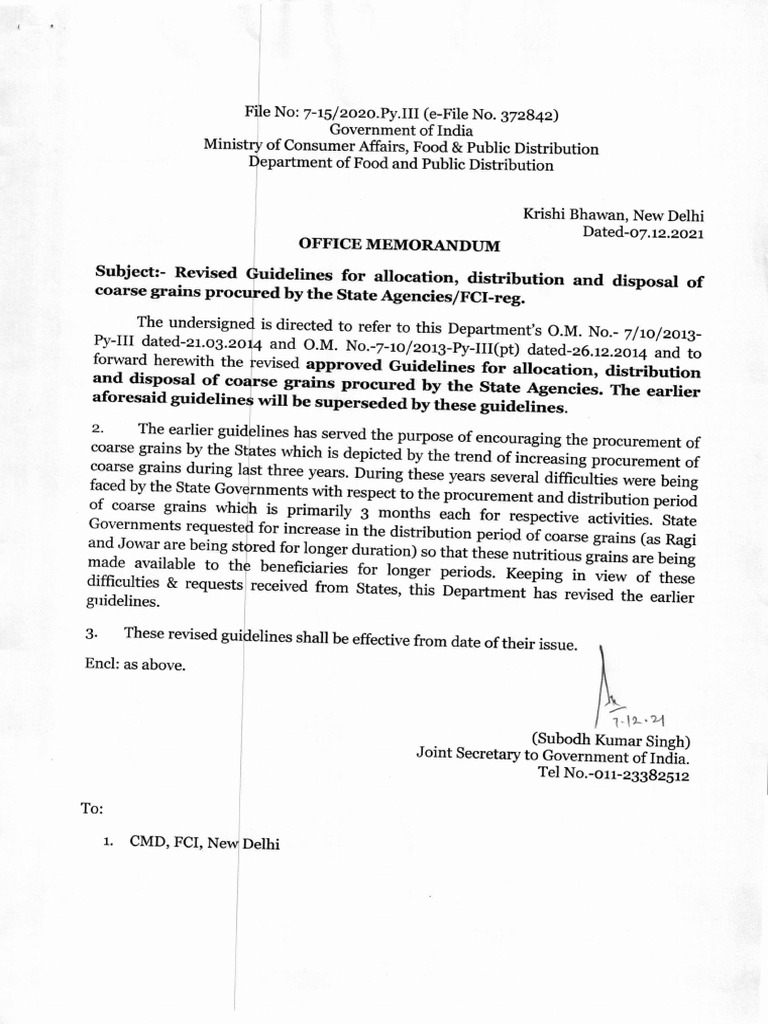 FCI Procurement - Policy - Updated Guidelines | PDF | Agriculture | Cereals