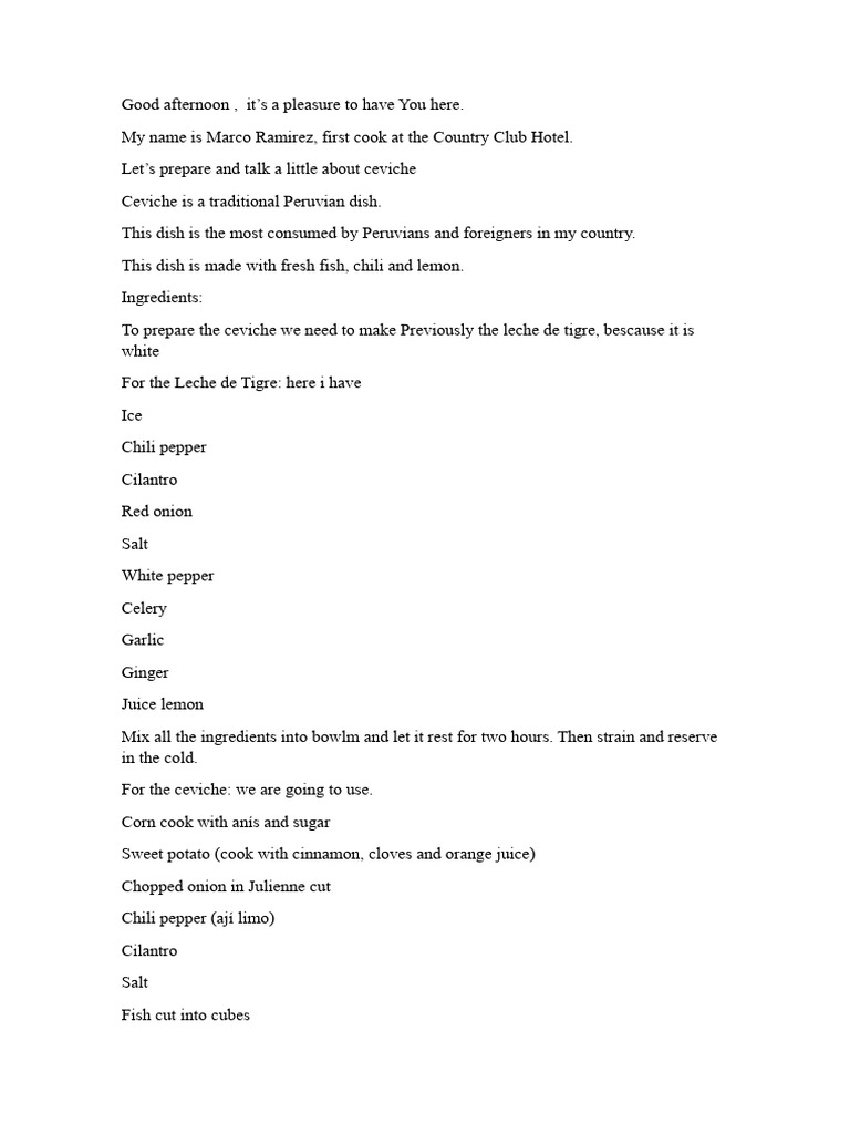 Ceviche Ingles | PDF