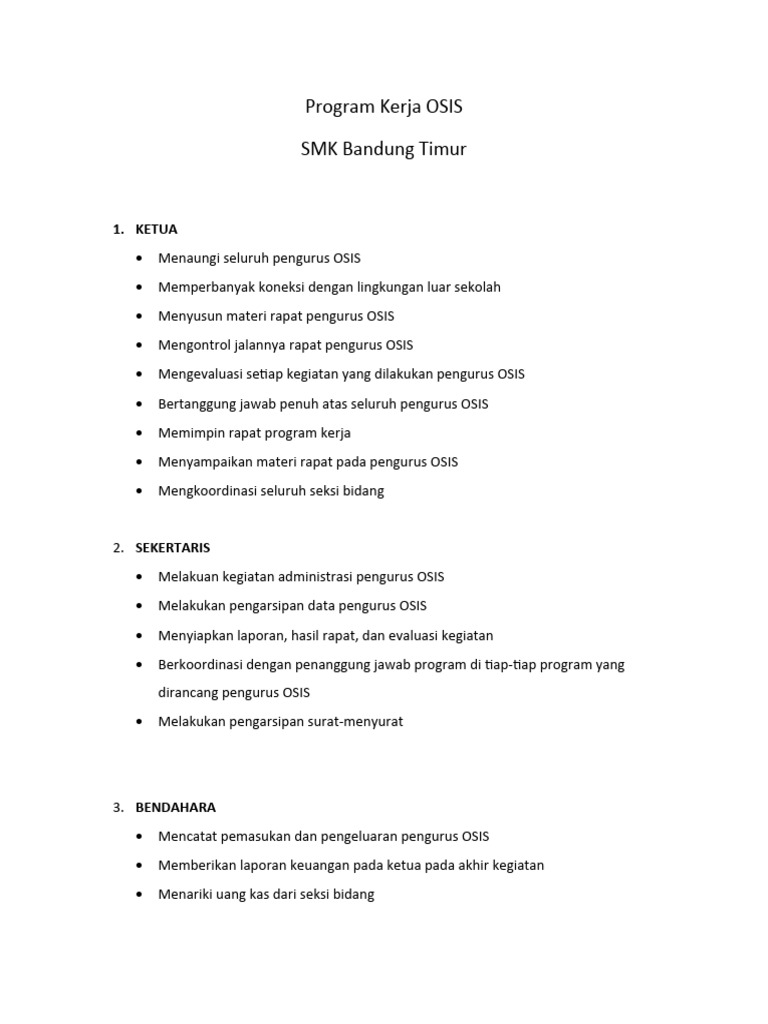 Program Kerja OSIS | PDF