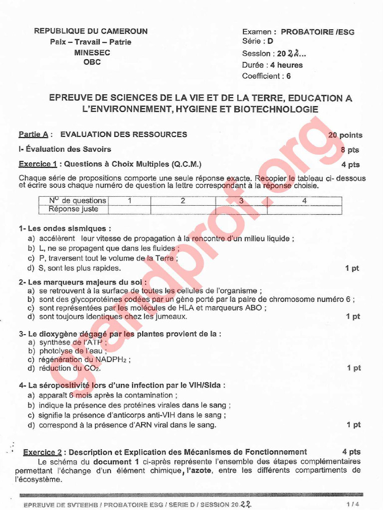 SVTEEHB Probatoire D 2022 | PDF