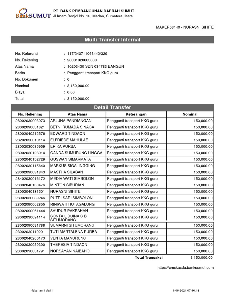 Multi Transfer Internal | PDF