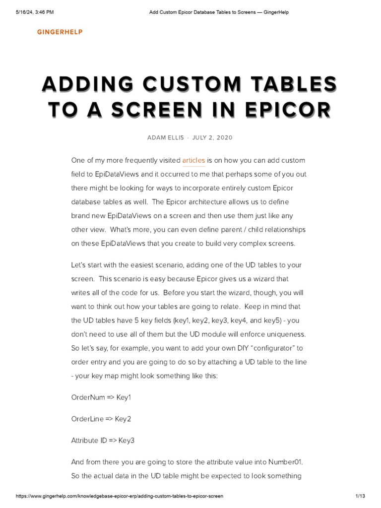 10-Add Custom Epicor Database Tables To Screens - GingerHelp | PDF ...