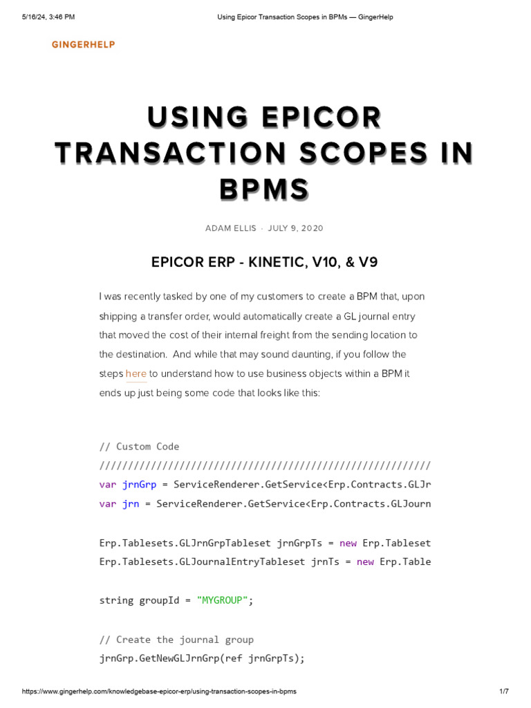 9-Using Epicor Transaction Scopes in BPMs - GingerHelp | PDF | Business Process Management ...