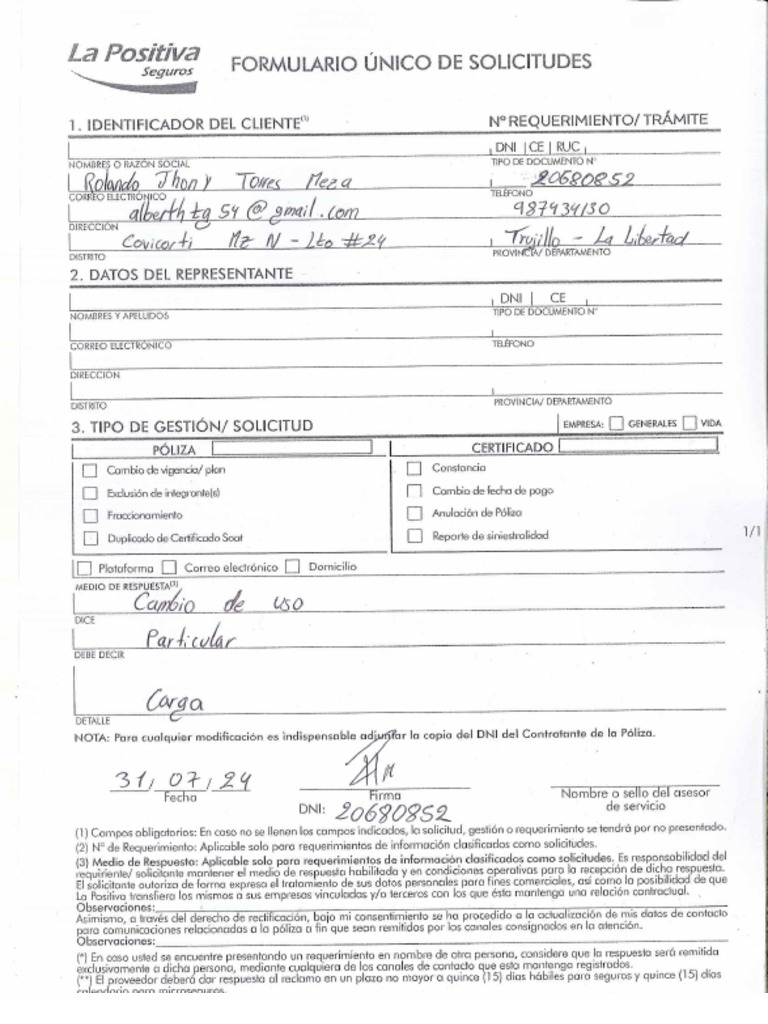 Formulario de Solicitud | PDF