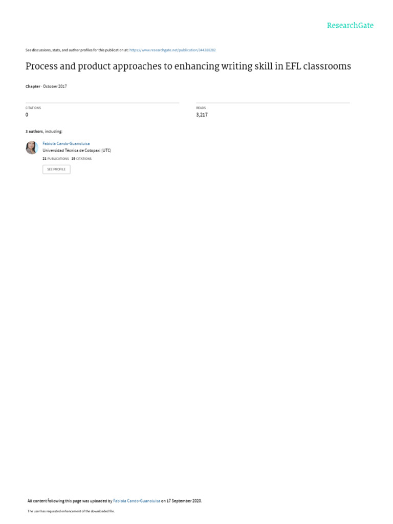 Process and Product Approaches To Enhancing Writing Skill in EFL ...