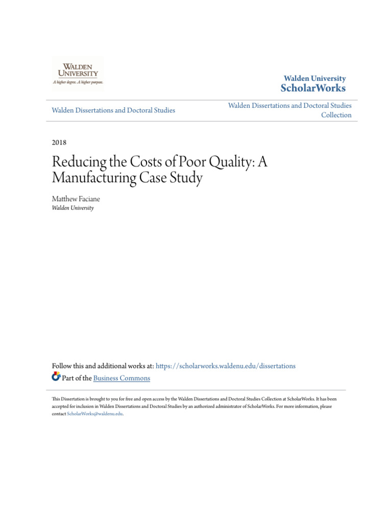 Reducing The Costs of Poor Quality - A Manufacturing Case Study | PDF | Quality Management ...