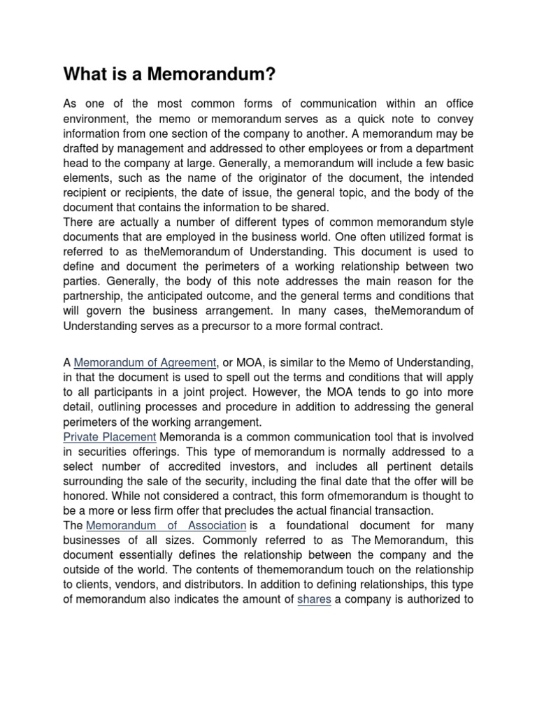 What Is A Memorandum | PDF | Memorandum | Document