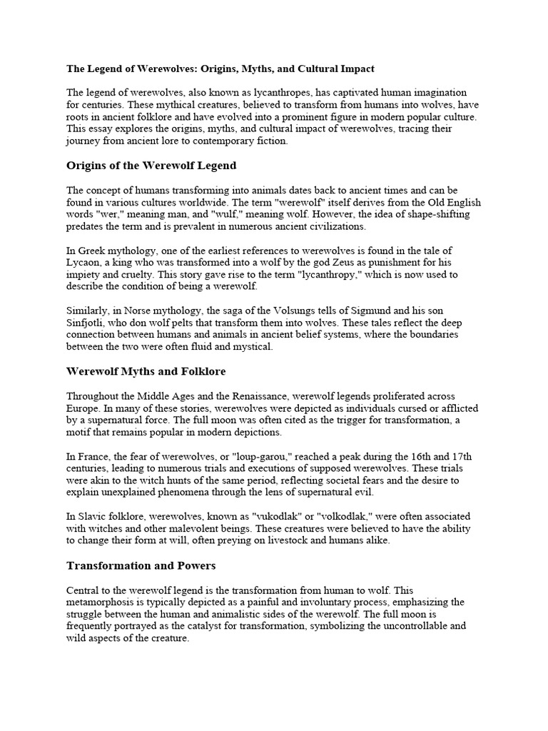 Werewolf Legends: Origins and Impact | PDF | Werewolves | Folklore