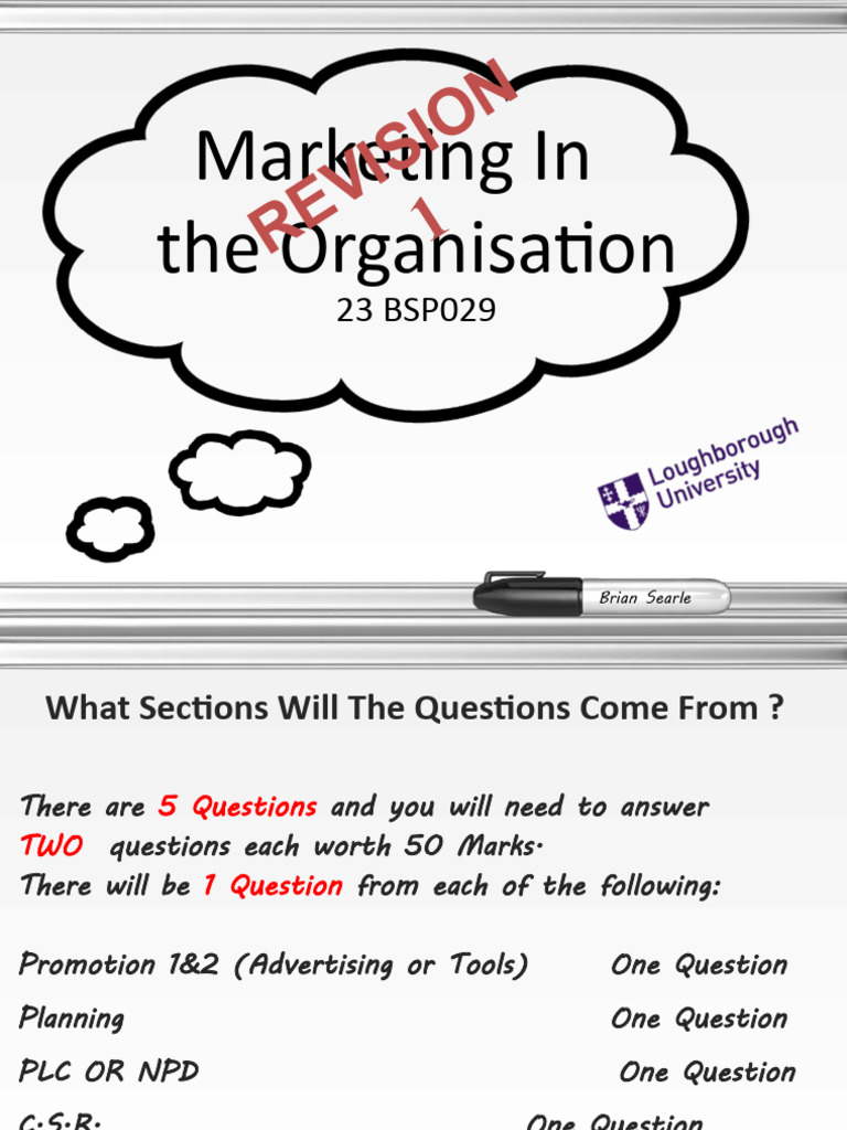 Exam Questions 2023 Revision 1 | PDF | Marketing | Market Segmentation